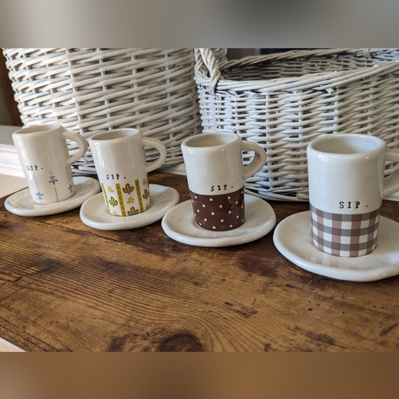 Rae Dunn | Kitchen | Rare Rae Dunn Espresso Cups And Saucers Complete ...